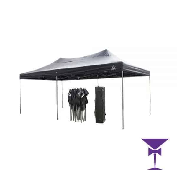 6 Metre x 3 Metre Gazebo Black – Open Sided - Daniel Lay Event Services